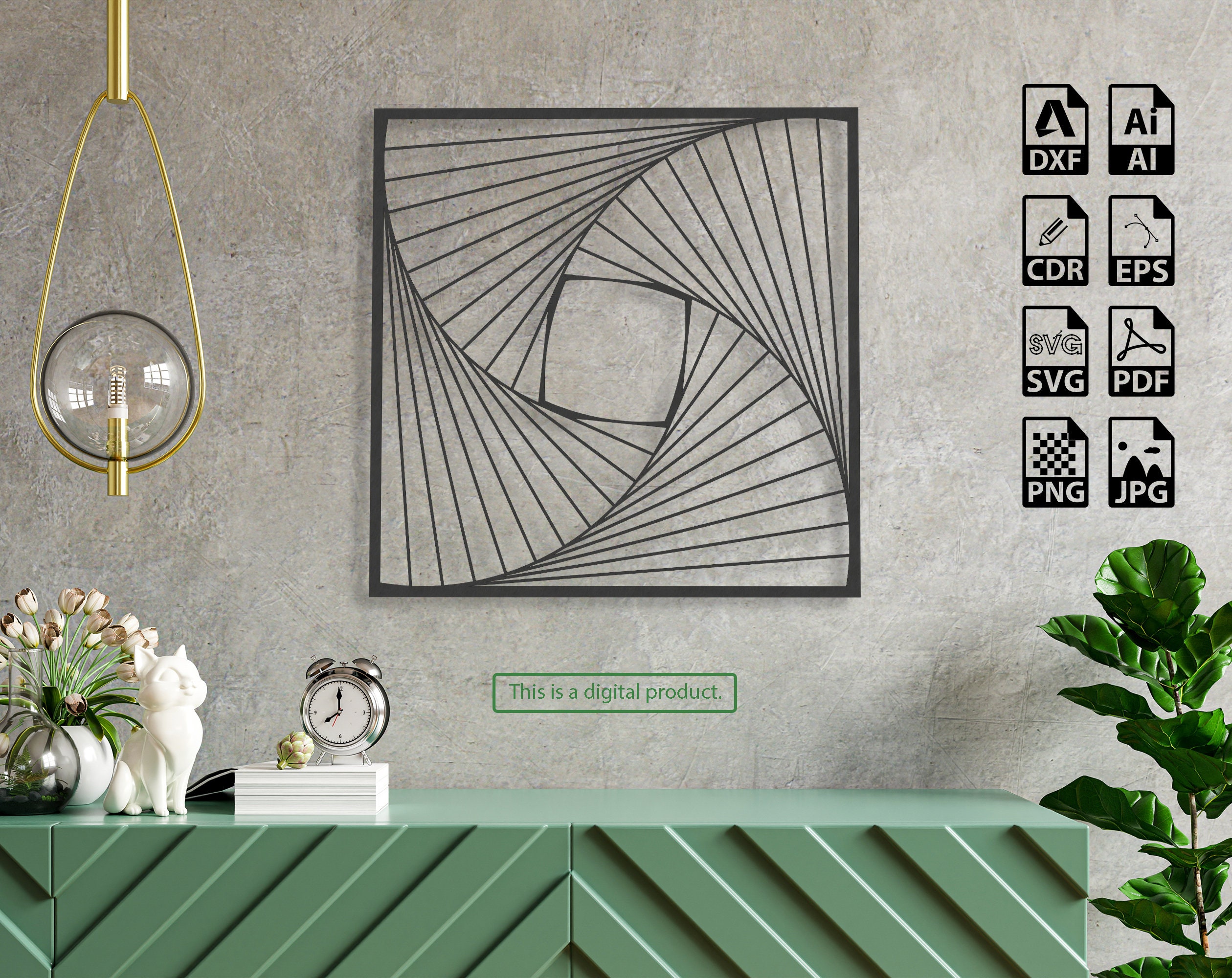 Square Vortex Geometric Design DXF File for Laser and Plasma - Etsy