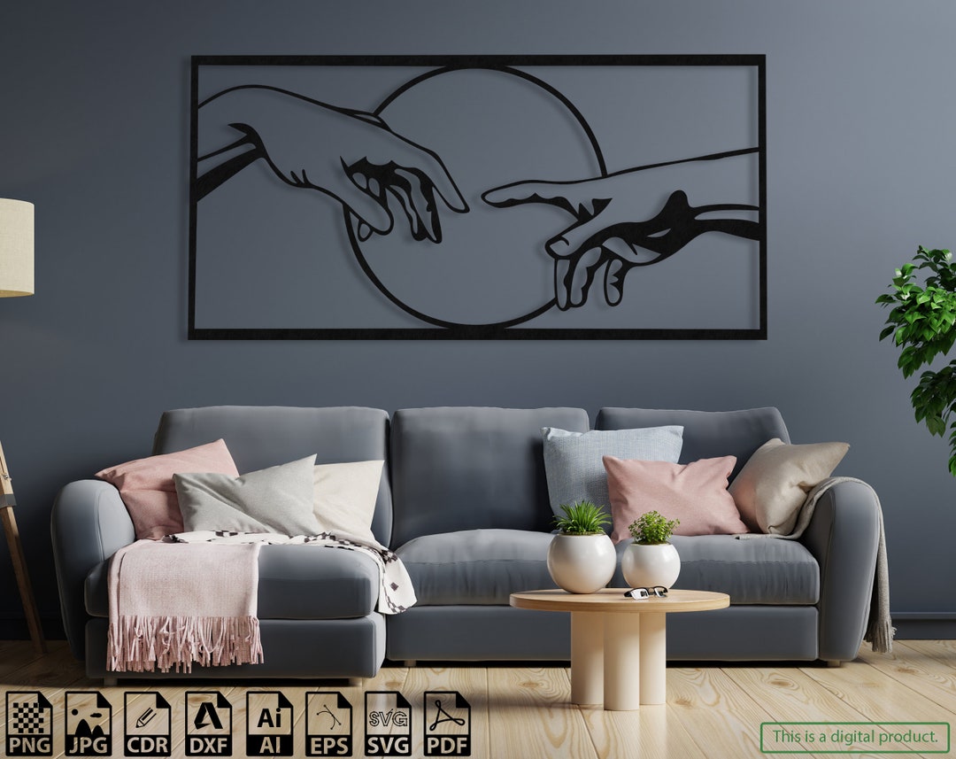 Hands of God and Adam DXF File for Laser and Plasma Cut - Svg and Png ...