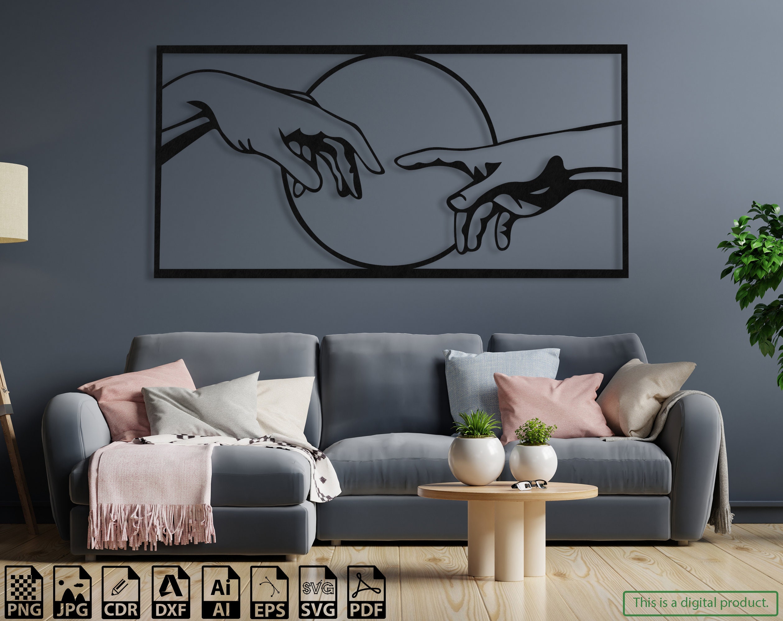 Hands of God and Adam DXF File for Laser and Plasma Cut Svg and Png ...