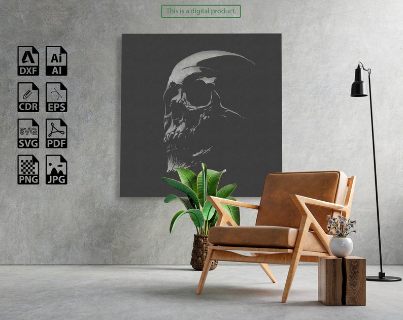 Skull Portrait DXF File for Laser and Plasma Cut Svg and Png Files for Prints Ai and Cdr Files ...