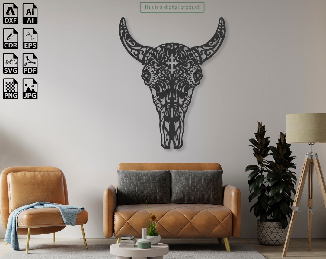 Bull Skull Portrait DXF File for Laser and Plasma Cut - Svg and Png ...