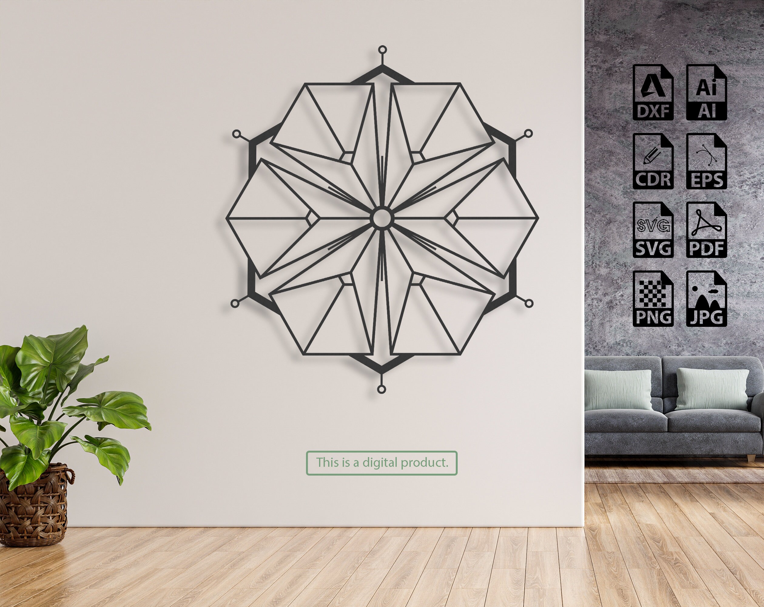 Geometric Hexagon Design DXF File for Laser and Plasma Cut Svg and Png ...