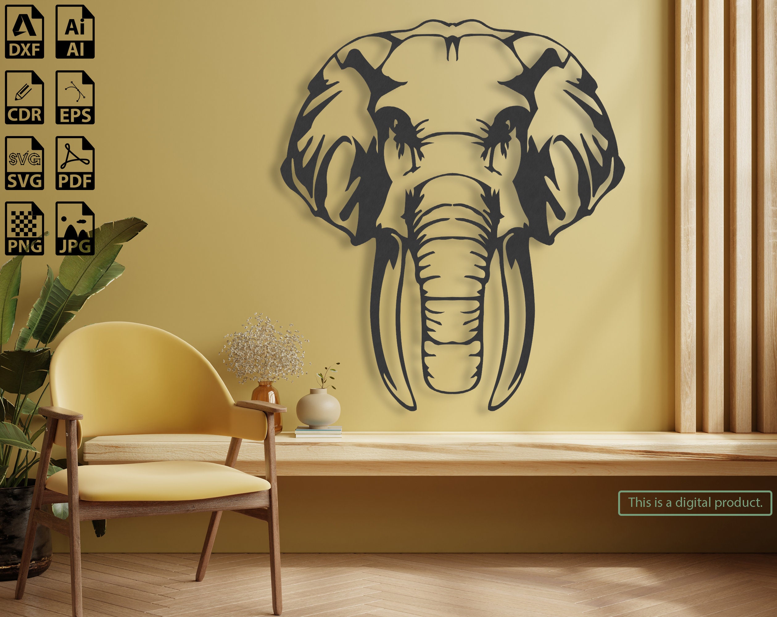Elephant Portrait DXF File for Laser and Plasma Cut - Svg and Png Files ...