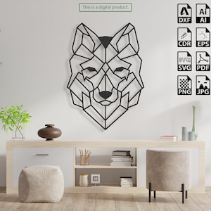 Geometric Wolf Portrait DXF File for Laser and Plasma Cut - Svg and Png ...