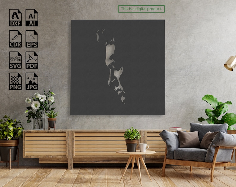 Man Face Portrait DXF File for Laser and Plasma Cut - Svg and Png Files ...