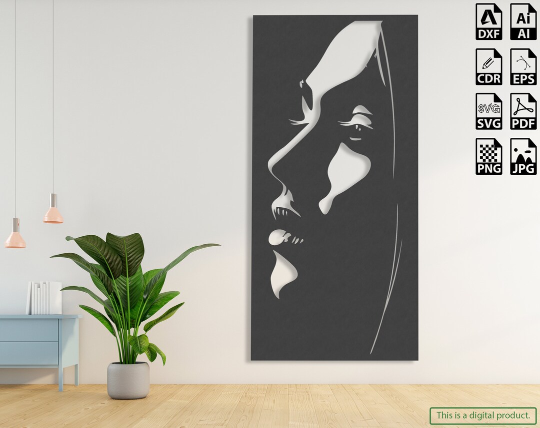 Woman Face Portrait DXF File for Laser and Plasma Cut - Svg and Png ...