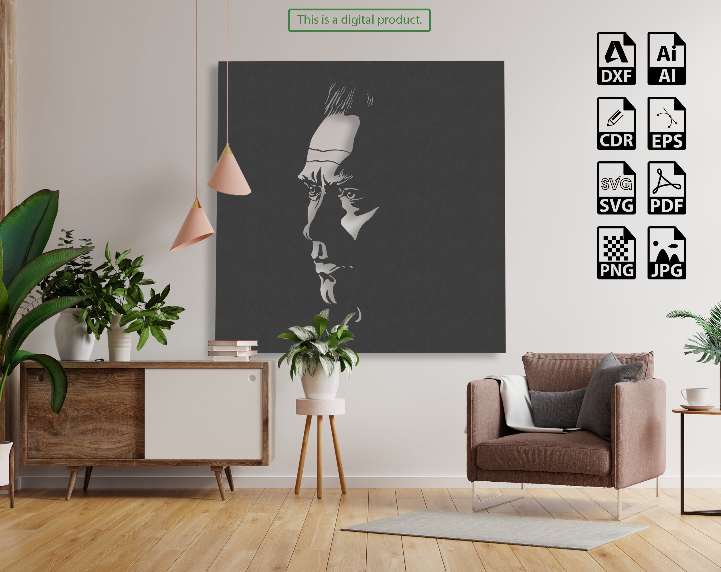 Man Face Portrait DXF File for Laser and Plasma Cut Svg and - Etsy