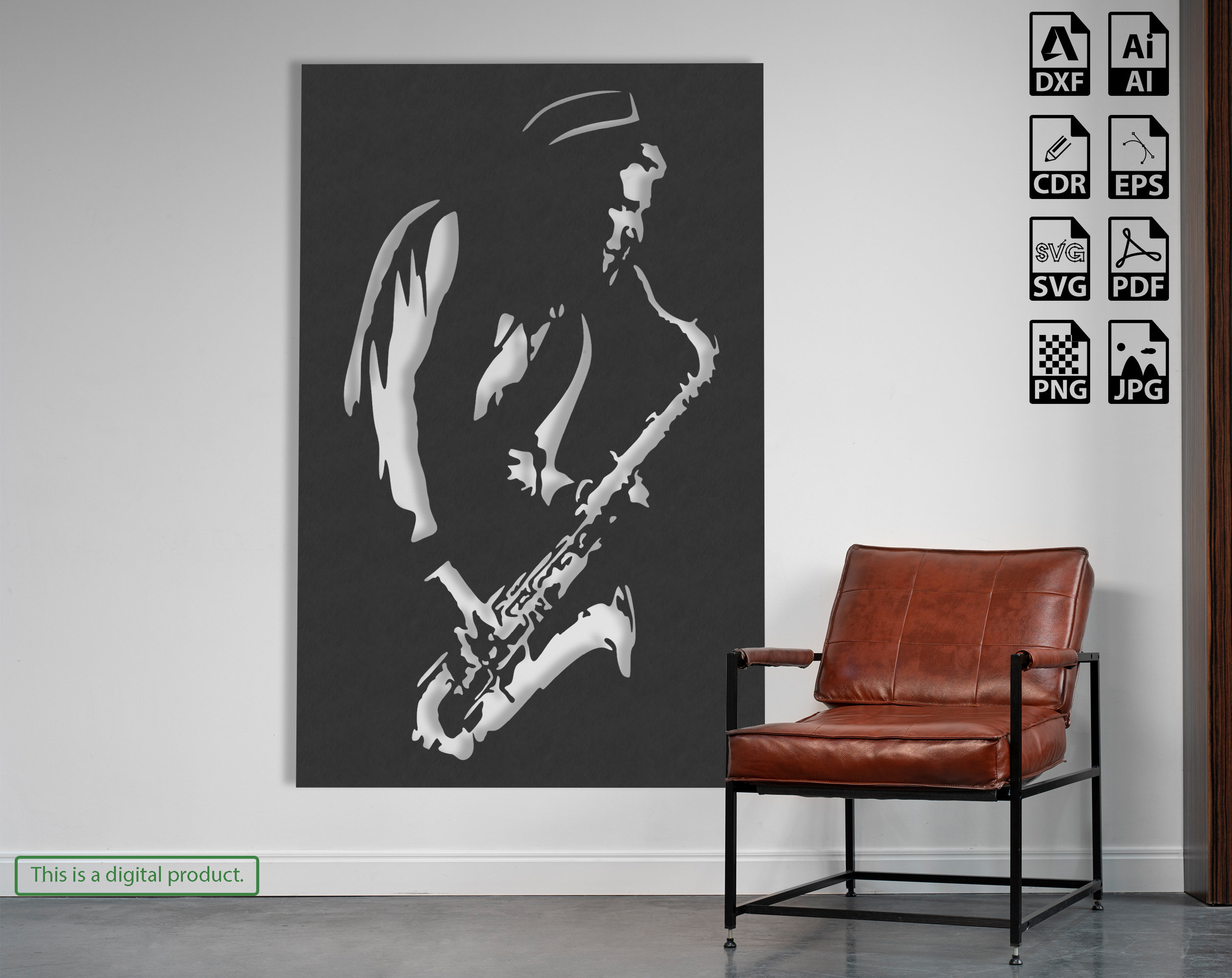 Saxophone Player DXF File for Laser and Plasma Cut Svg and Png Files ...