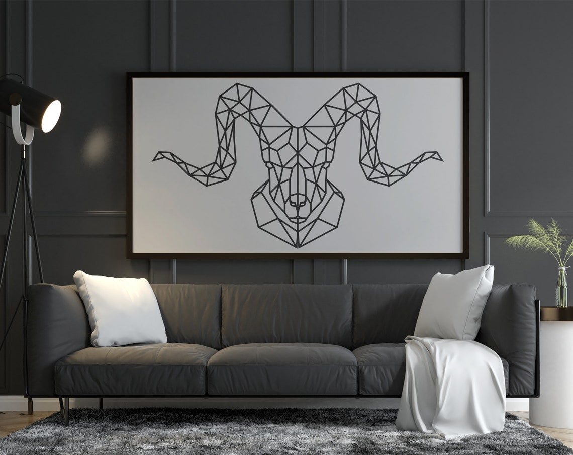 Geometric Ram Portrait DXF File for Laser and Plasma Cut Svg and Png ...
