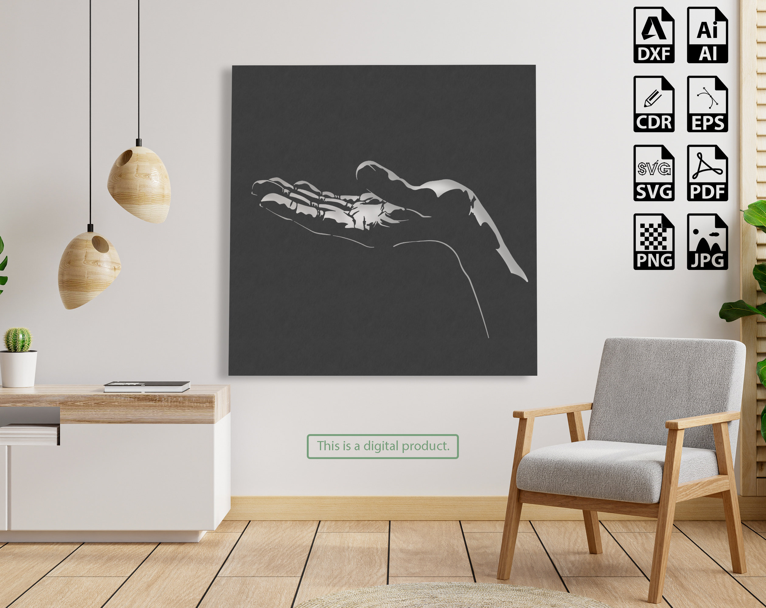 Hand Portrait DXF File for Laser and Plasma Cut Svg and Png Files for ...