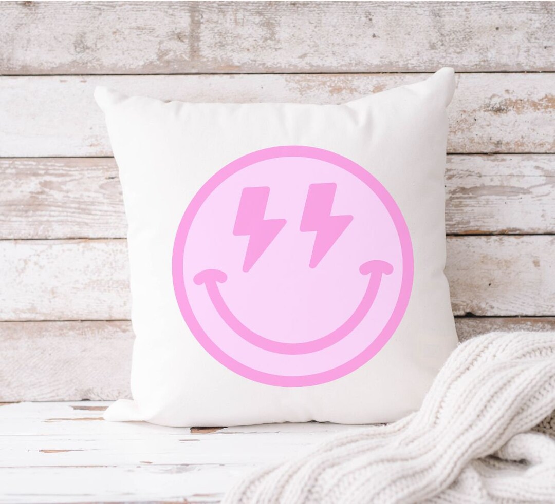 Retro Lightning Bolt Smile Pillow VSCO Girl Room Decor Preppy Dorm Y2K ...