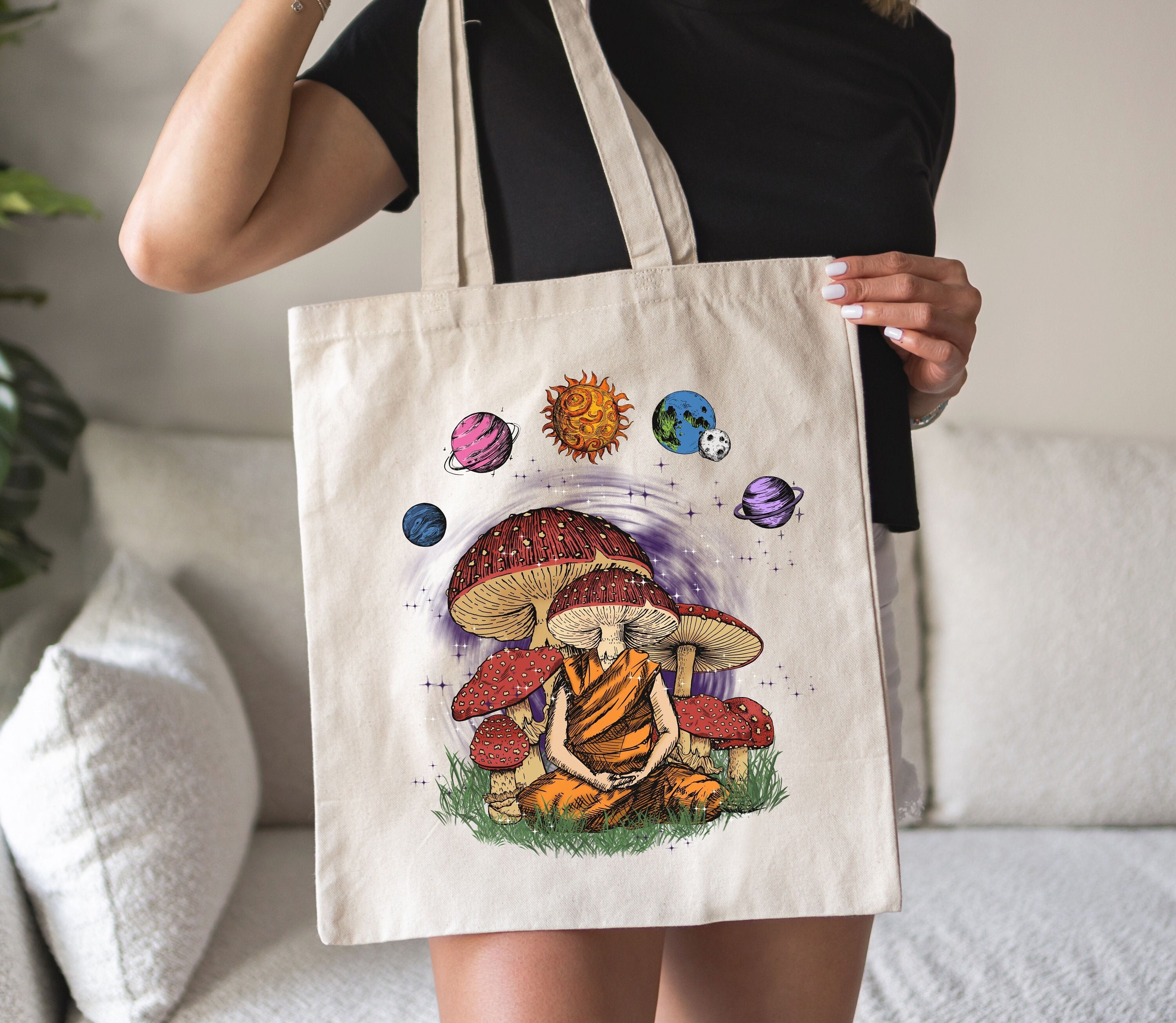 Mushroom Tote Bag Mushroom Bag Mushroom Tote Cottagecore Bag Mushroom ...