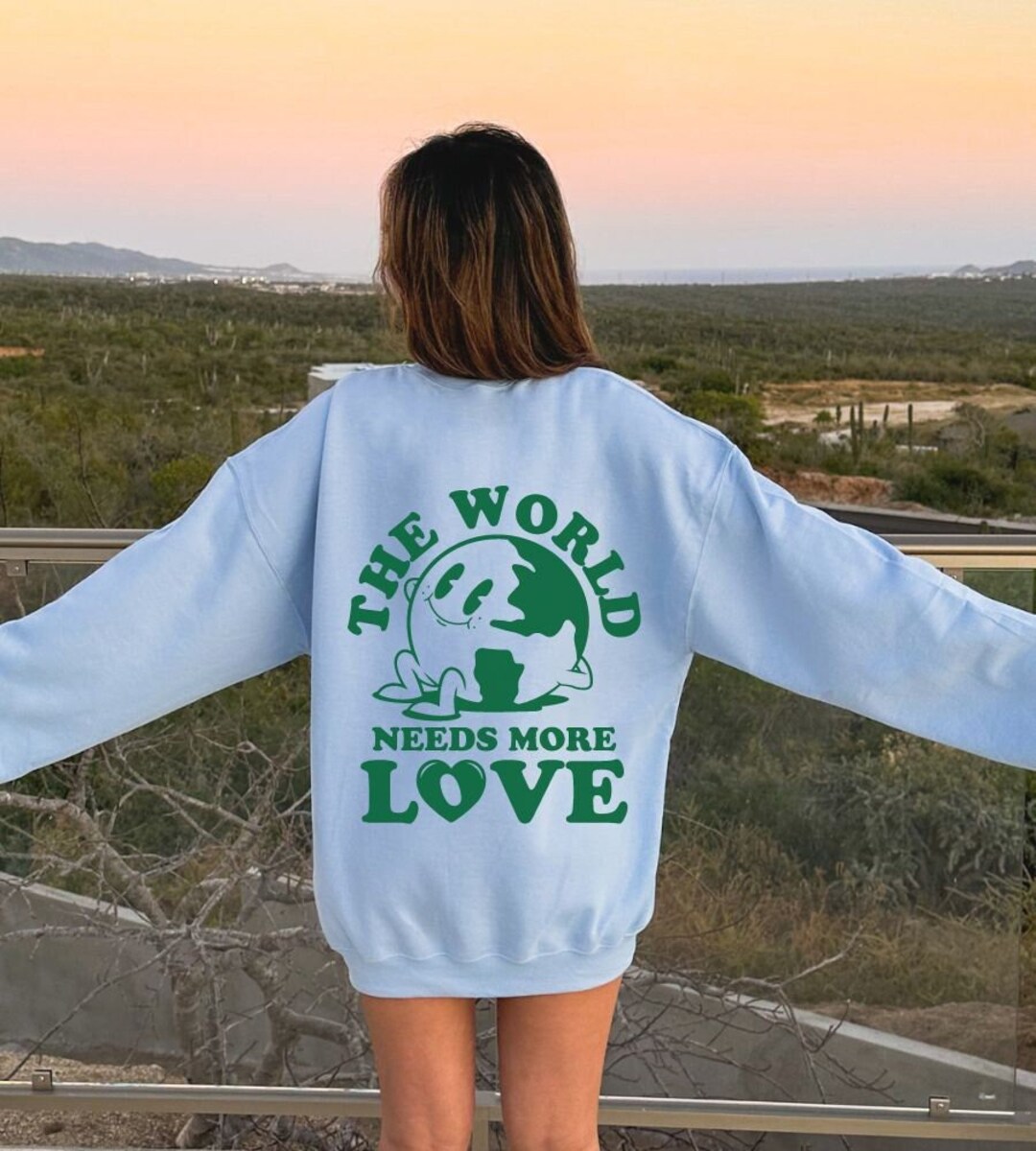 The World Needs More Love Planet Crewneck VSCO Hoodie Preppy Hoodie Y2K ...