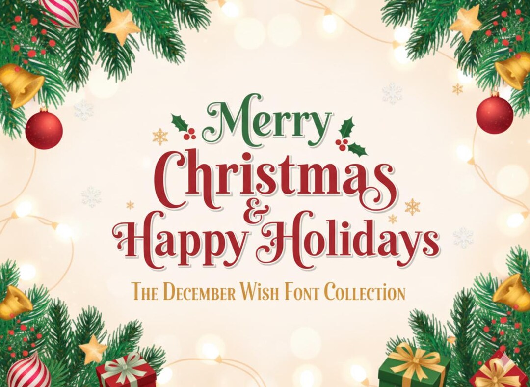 Christmas Font V3, Festive Holiday Typeface With Vintage Serifs & Bonus ...