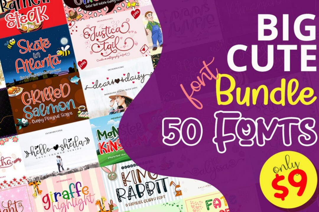 Font Bundle - Cute Fonts, Cricut Font Bundle, Script Fonts, Fonts for ...