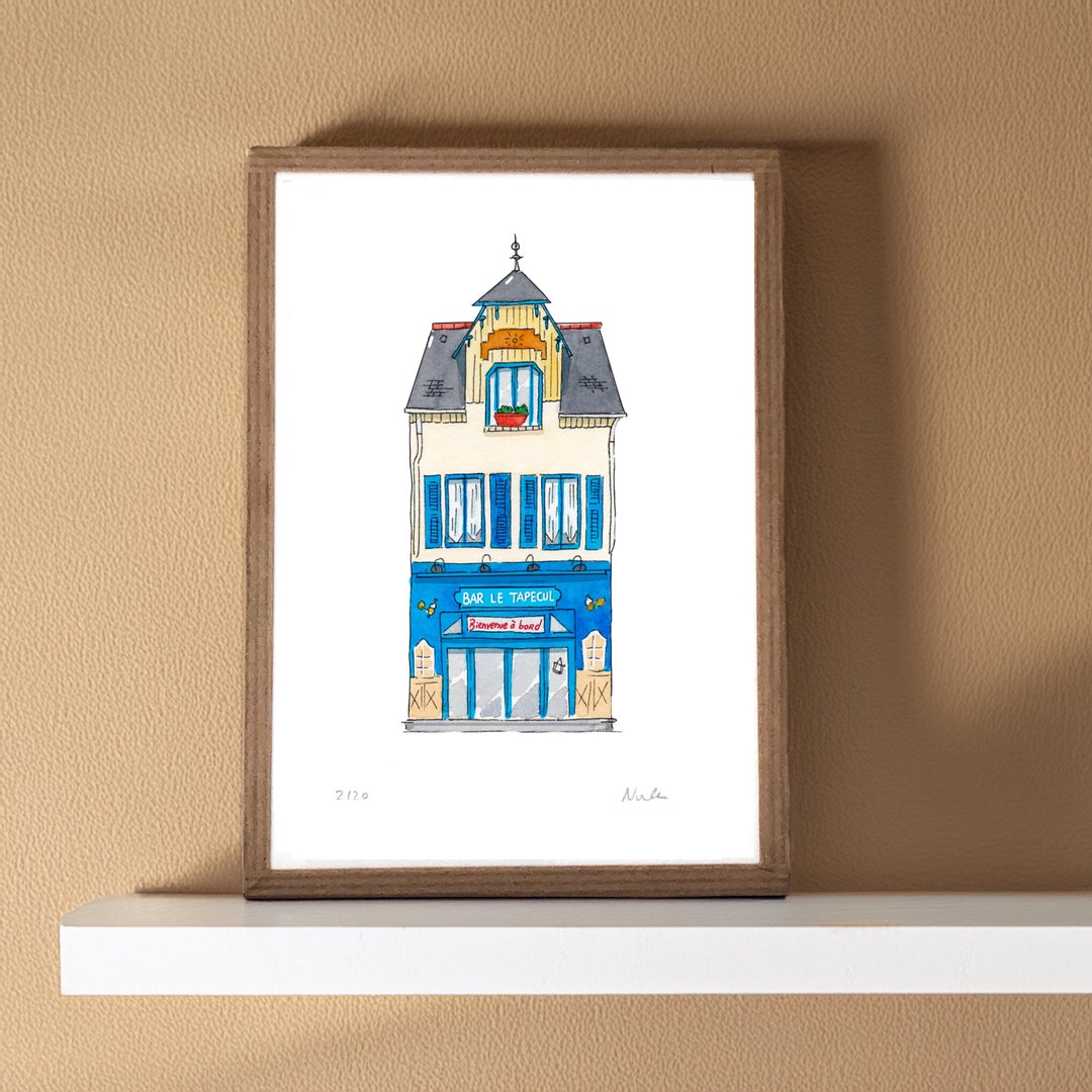 Cancale, Brittany Iconic Bar - Framed Art Print | Brittany Watercolor ...