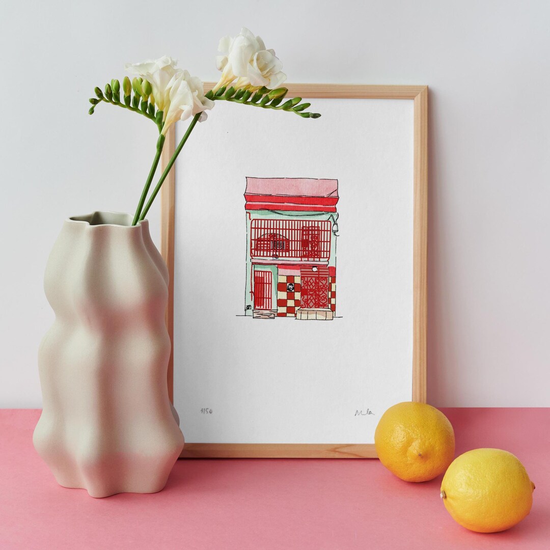 Vintage Cuba Art Print - Cuban Art Print - Colorful House - Latin Home ...