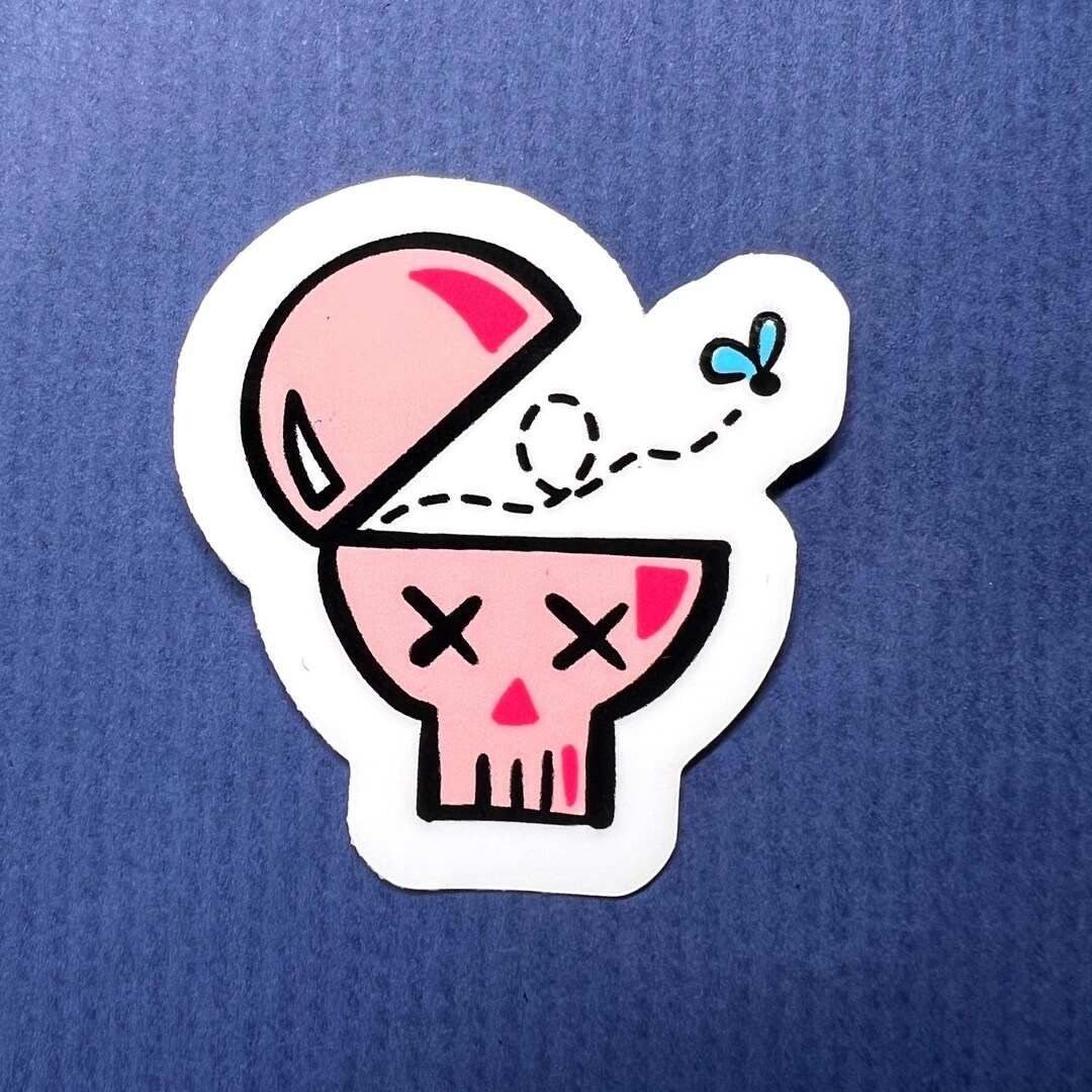 Cute Pink Skull Sticker - Kawaii Waterproof Vinyl Decal for Laptop ...