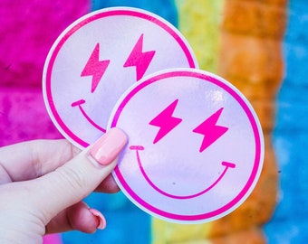 Lightning Bolt Face Sticker - Etsy