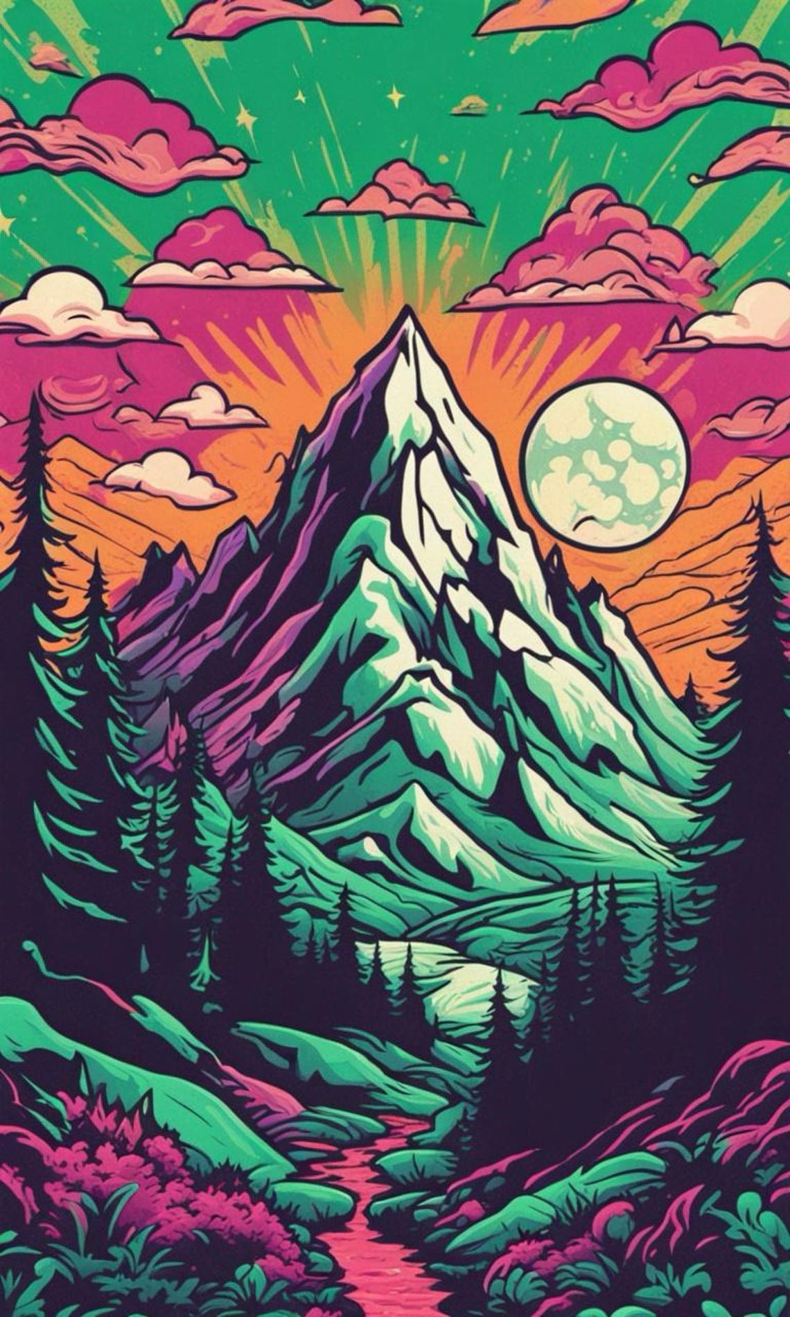 Trippy Mountain, Nature Posters for Bedroom, Office, Living Room - Etsy