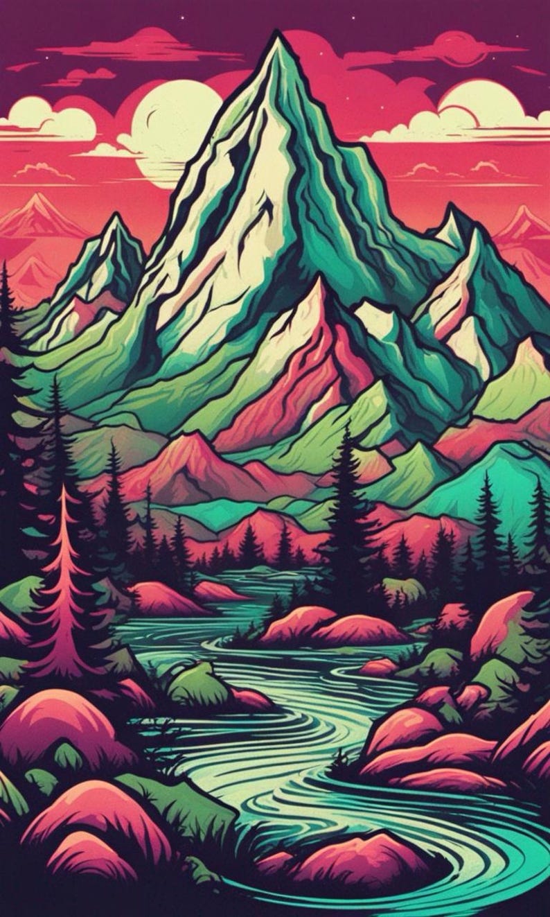 Trippy Mountain, Nature Posters for Bedroom, Office, Living Room - Etsy