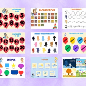Digital Bluey Themed Busy Book Abc's, Numbers, Colors, Weather ...