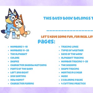 Digital Bluey Themed Busy Book Abc's, Numbers, Colors, Weather ...