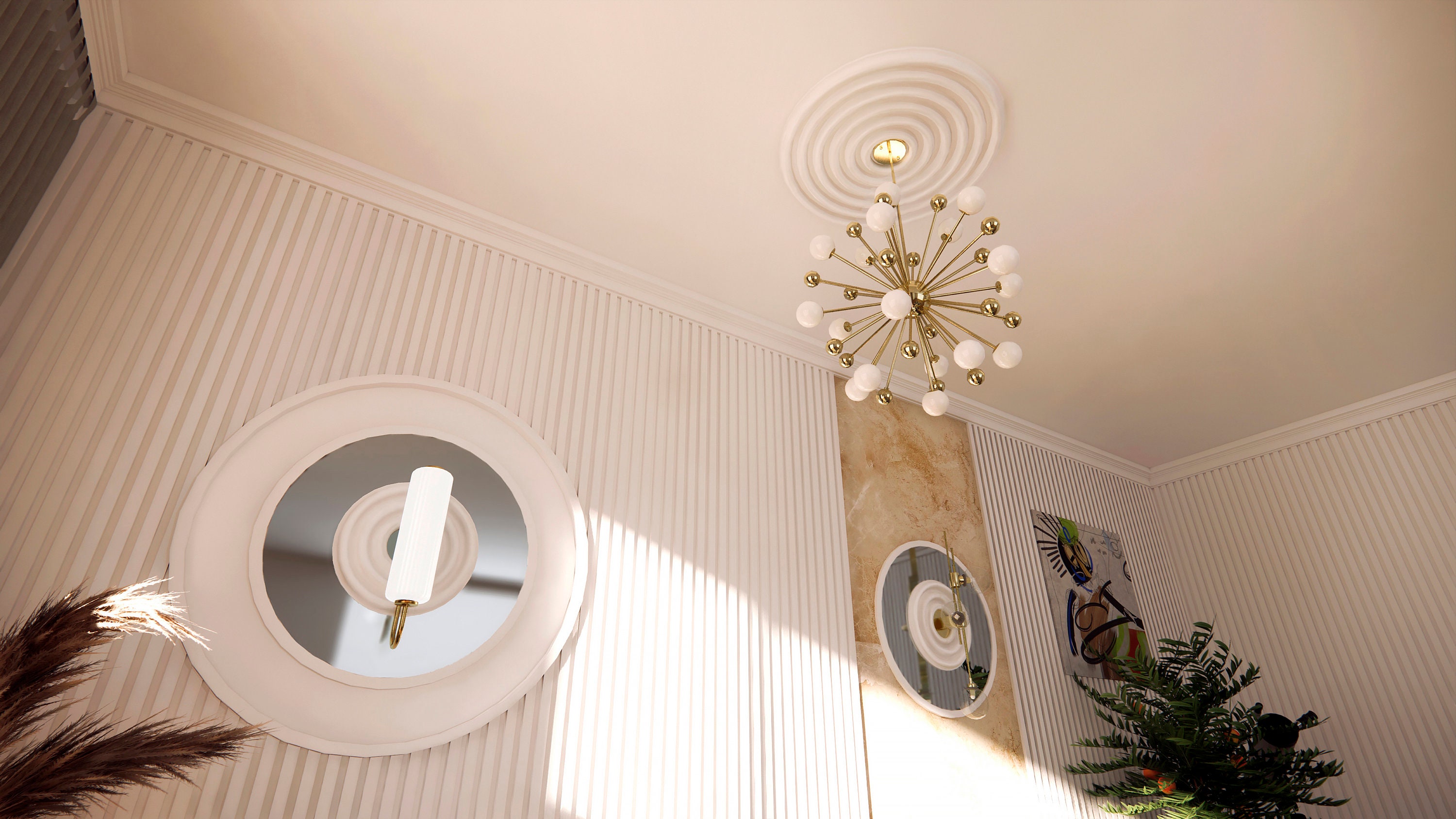 Modern Plaster Ceiling Medallion With Wave Patterns, Minimalism Style ...