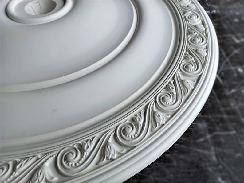 16" Modern Ceiling Medallion With Curved Patterns and Leaves for Light ...