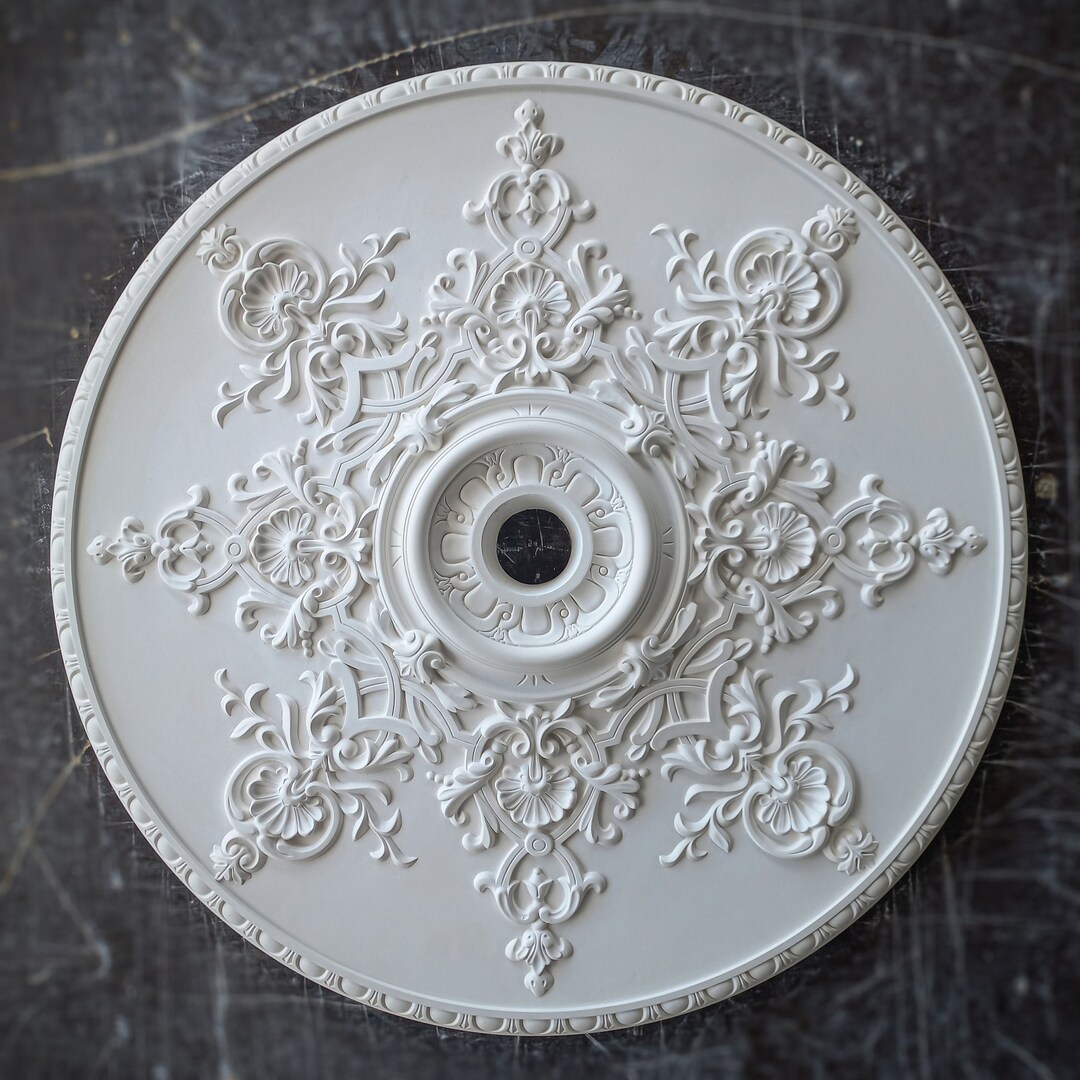 28 Art Deco Ceiling Medallion With Curves and Flowers - Etsy