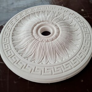 20" Plaster Ceiling Medallion Minimalist Style With Greek Key Design ...