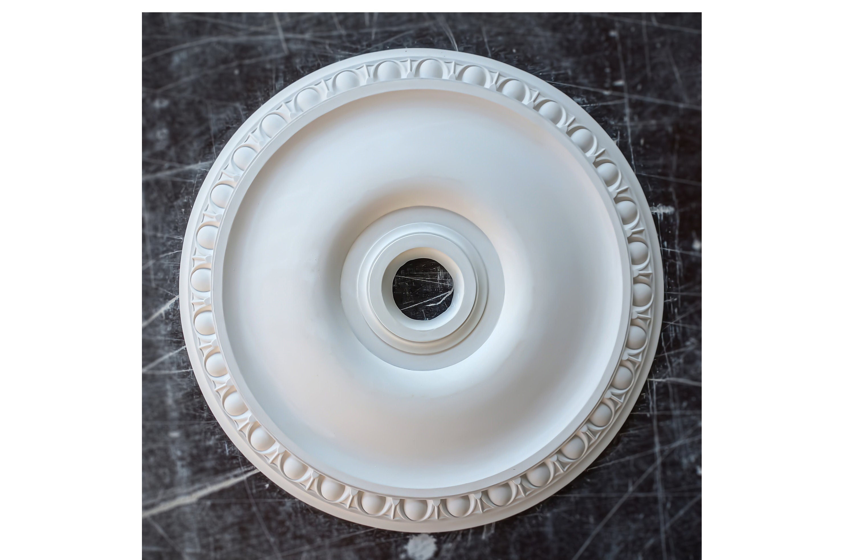 17" Modern Plaster Ceiling Medallion - Sleek Decor for Light Fixtures ...