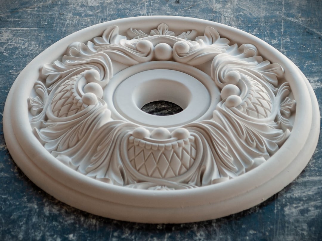 12-inch Vintage Ceiling Medallion - Intricate Patterns and Leaf Motifs ...