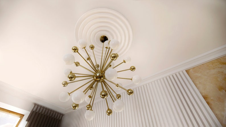 Modern Plaster Ceiling Medallion With Wave Patterns - Etsy