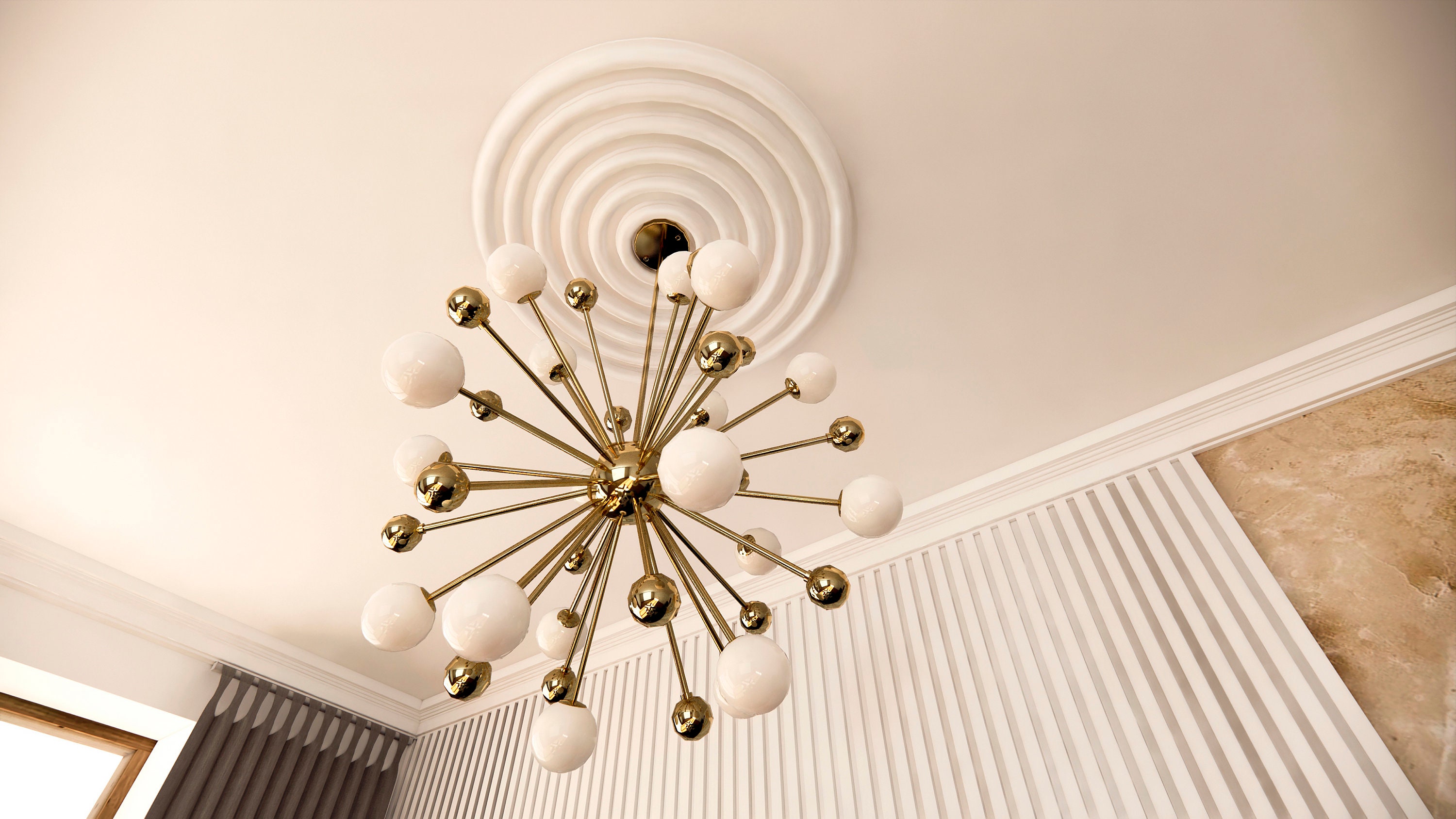 Modern Plaster Ceiling Medallion With Wave Patterns - Etsy