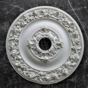 28" Art Deco Ceiling Medallion With Curves and Flowers for Light ...