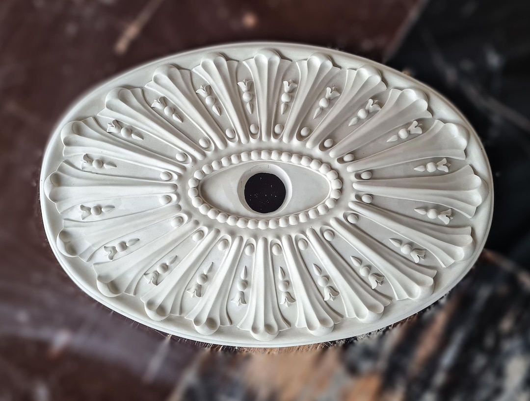 25" Oval Plaster Ceiling Medallion: Curved Leaves and Patterns ...
