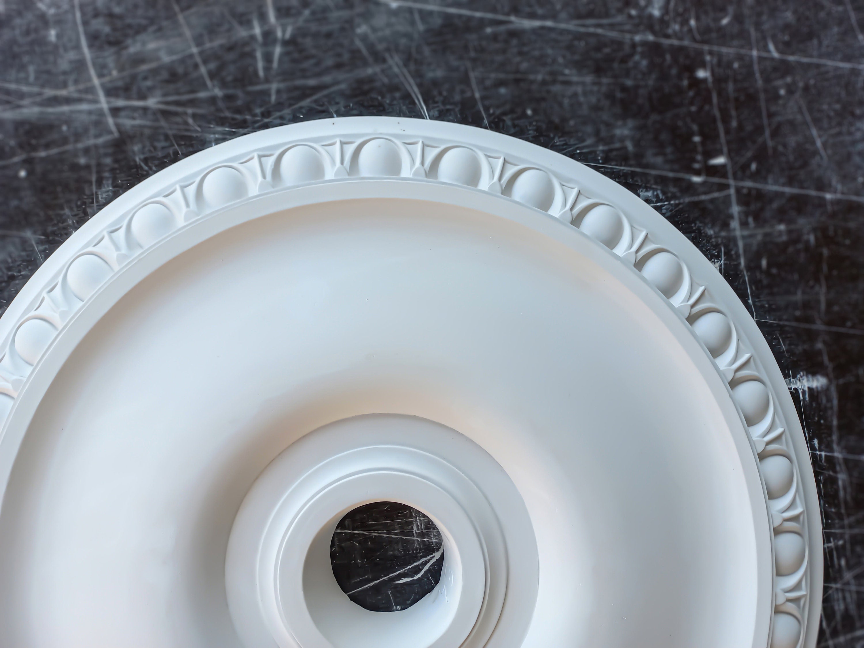 17" Modern Plaster Ceiling Medallion - Sleek Decor for Light Fixtures ...