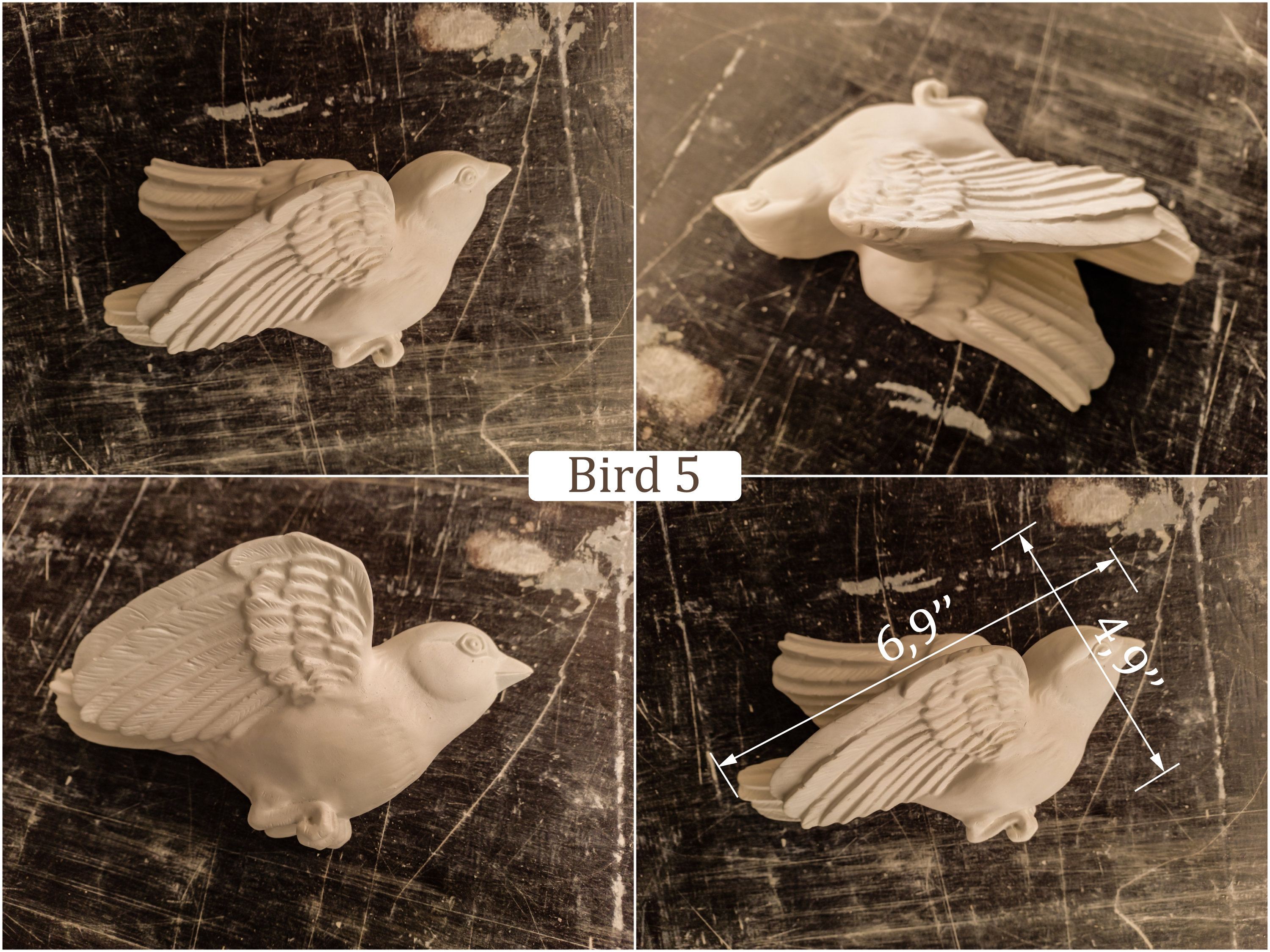Set of Realistic Plaster Flying Birds, Bird Motif Room Accessories ...