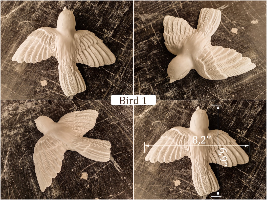Set of Realistic Plaster Flying Birds, Bird Motif Room Accessories ...