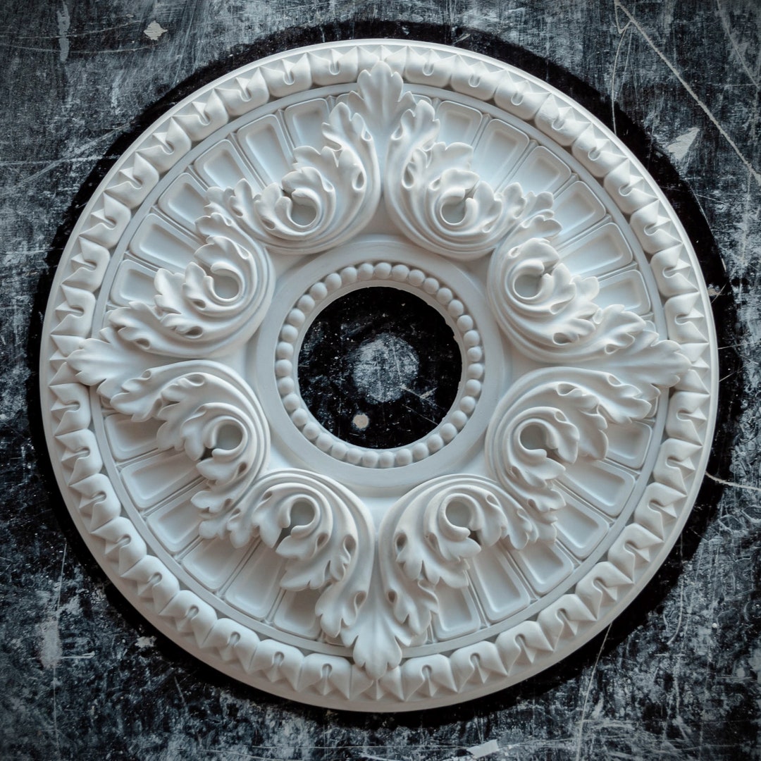 19" Vintage Plaster Ceiling Medallion, for Light Fixtures, Chandeliers ...