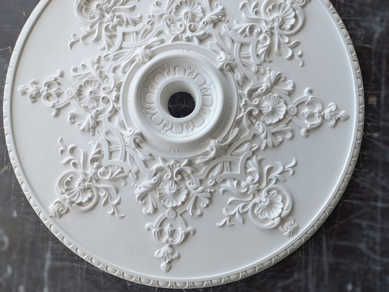 28 Art Deco Ceiling Medallion With Curves and Flowers - Etsy