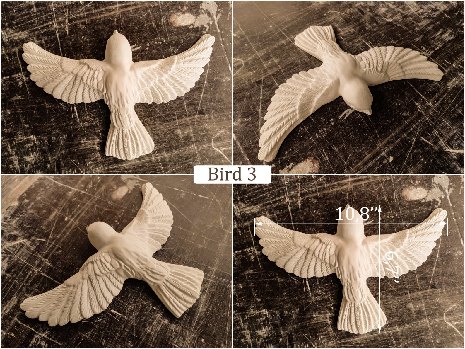 Set of Realistic Plaster Flying Birds, Bird Motif Room Accessories ...
