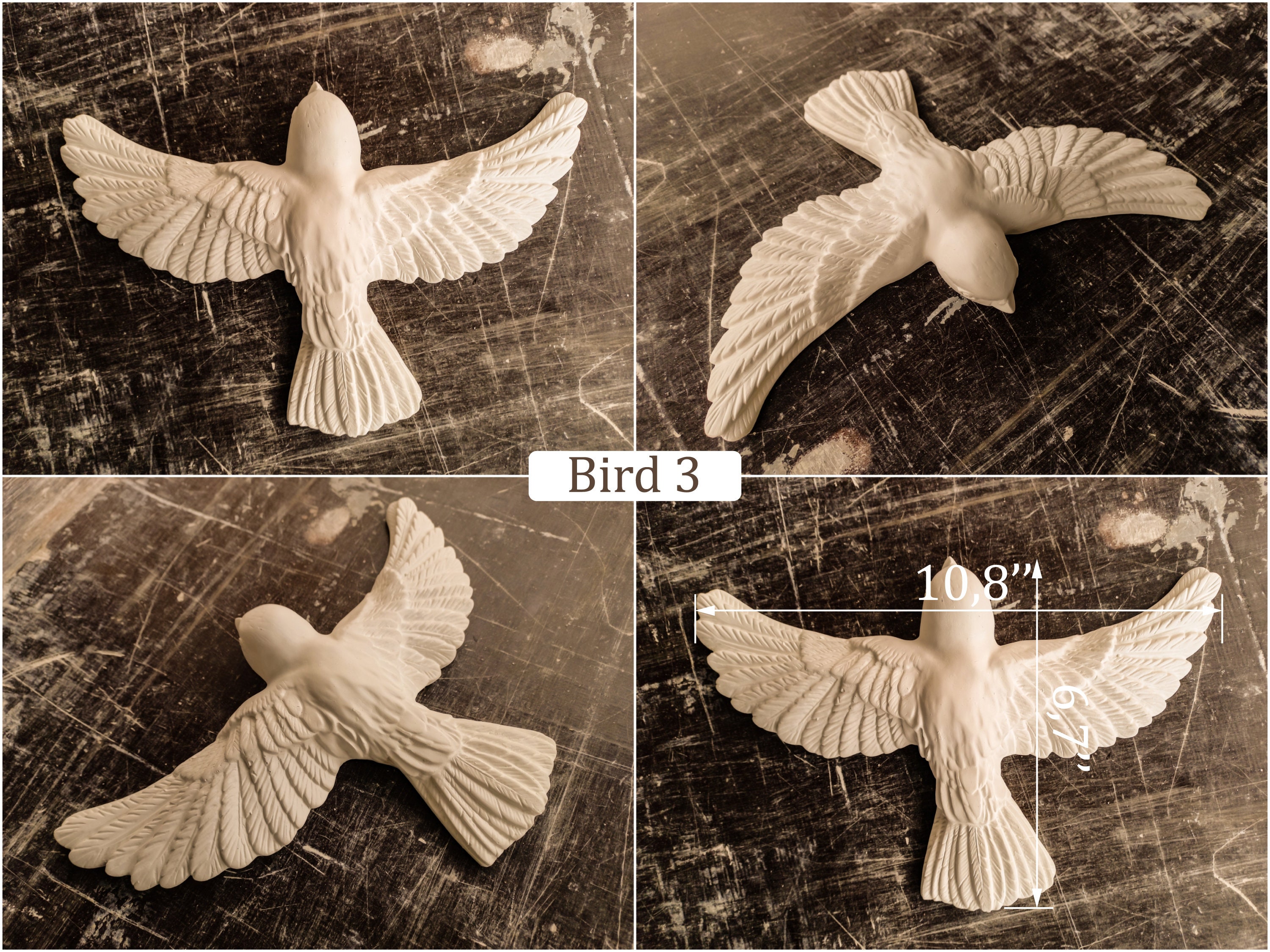 Set of Realistic Plaster Flying Birds, Bird Motif Room Accessories ...