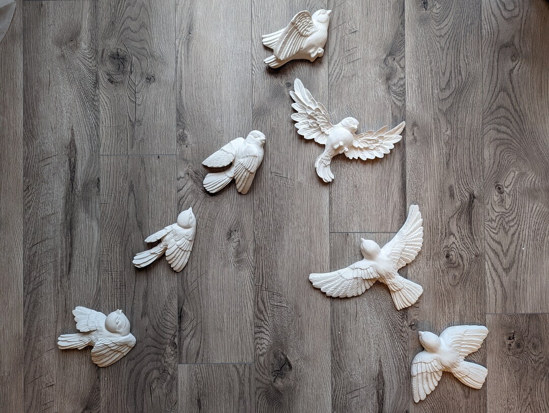 Set of 7 Flying Birds Modern Wall Decor - Lifelike Bird Sculptures for ...