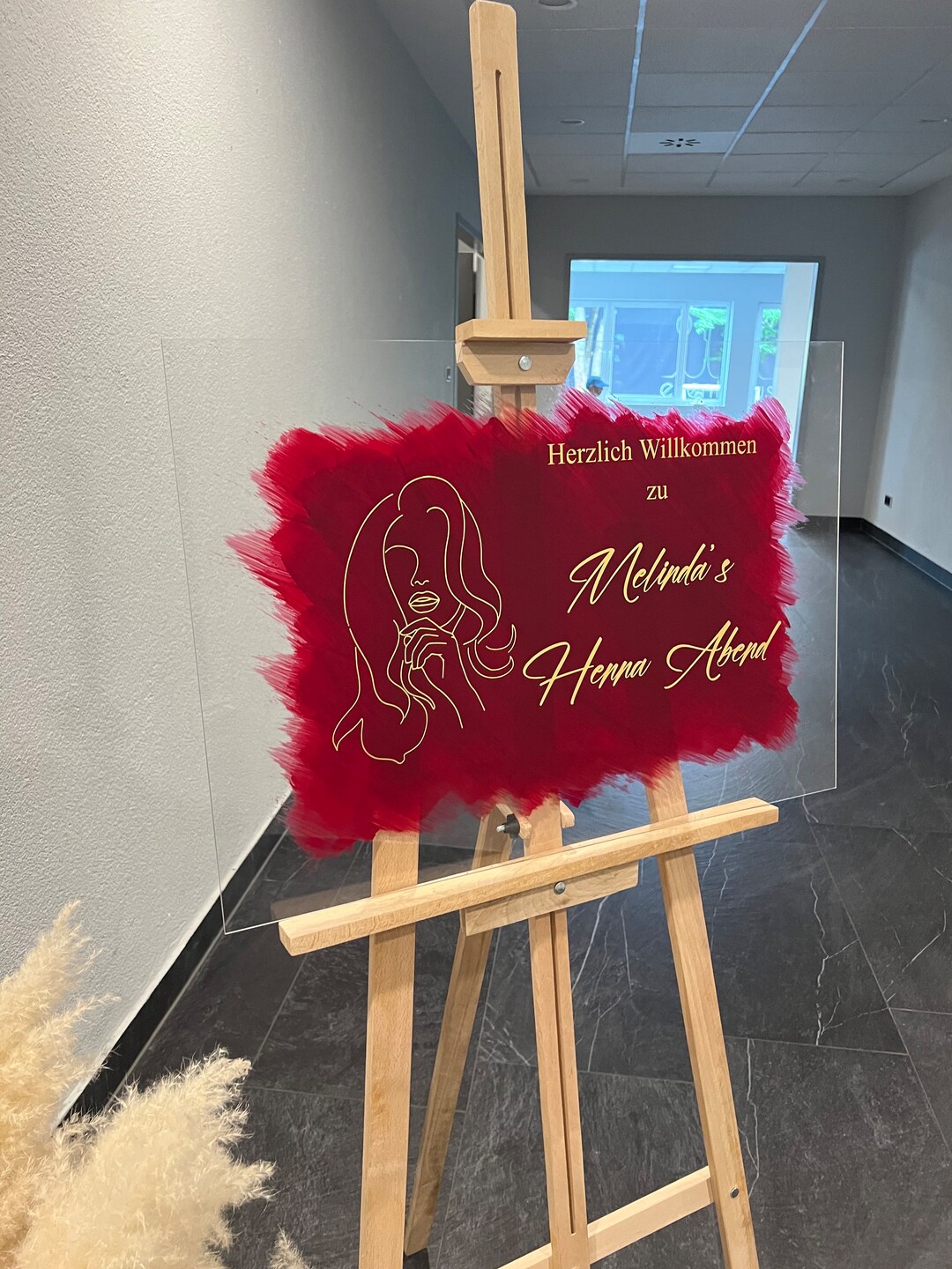 Reception Board With Motif Welcome Sign Acrylic Sign Henna Evening Kina ...