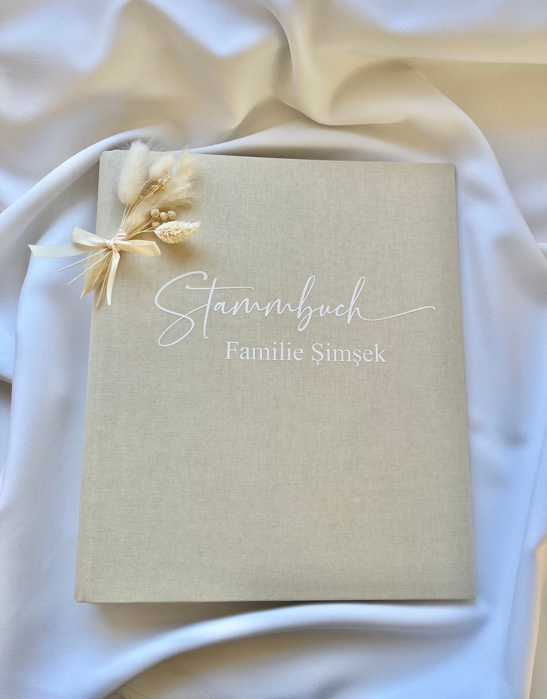 Wedding Family Book Linen A5 A4 | Beige Document Folder | Personalized ...