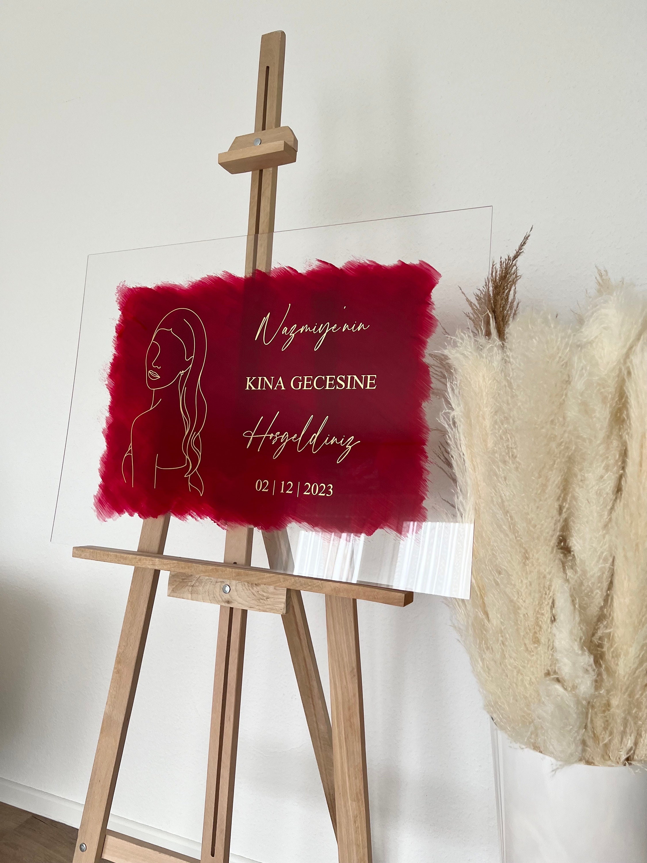 Reception Board With Motif Welcome Sign Acrylic Sign Henna Evening Kina ...