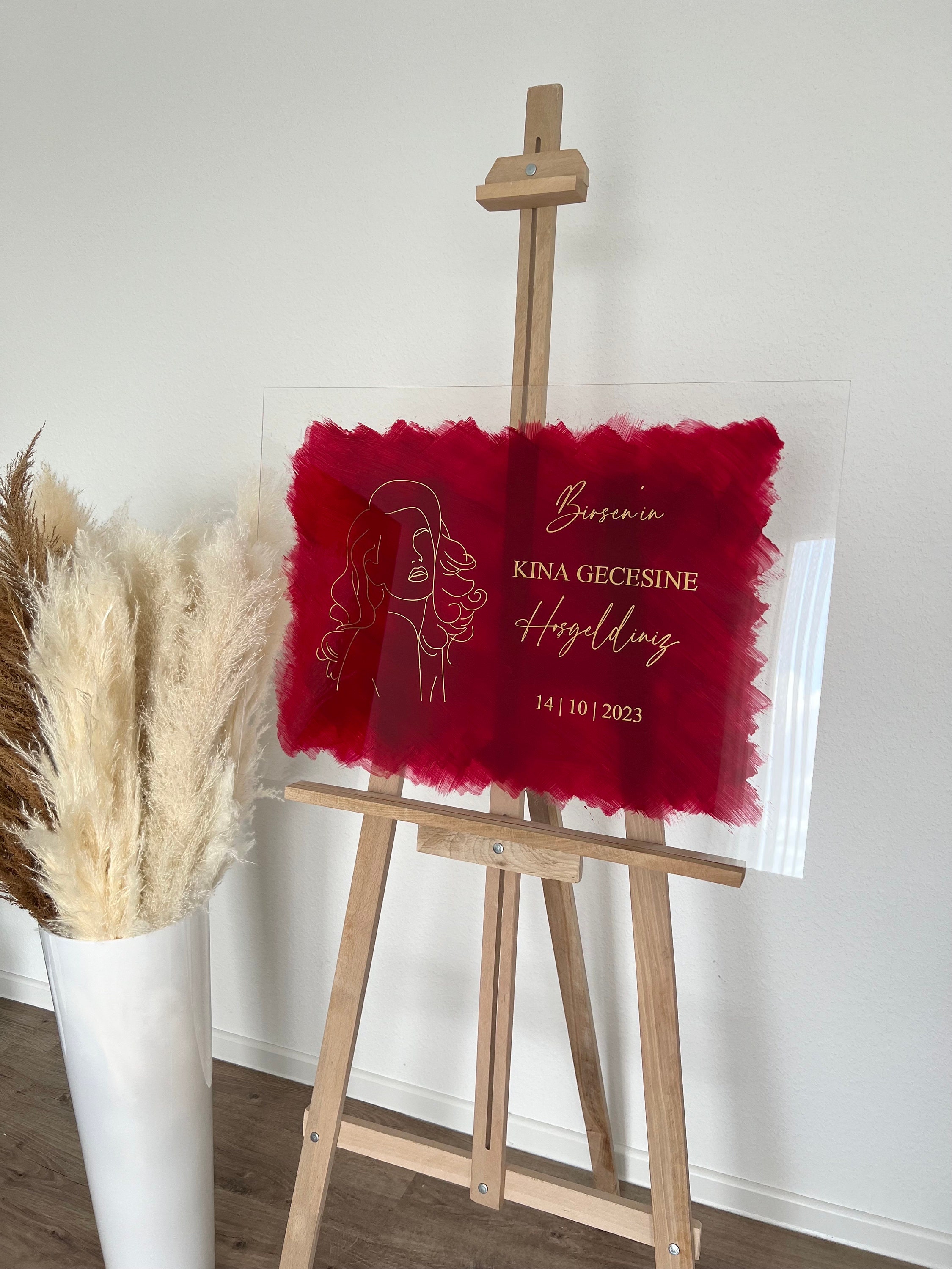 Reception Board With Motif Welcome Sign Acrylic Sign Henna Evening Kina ...