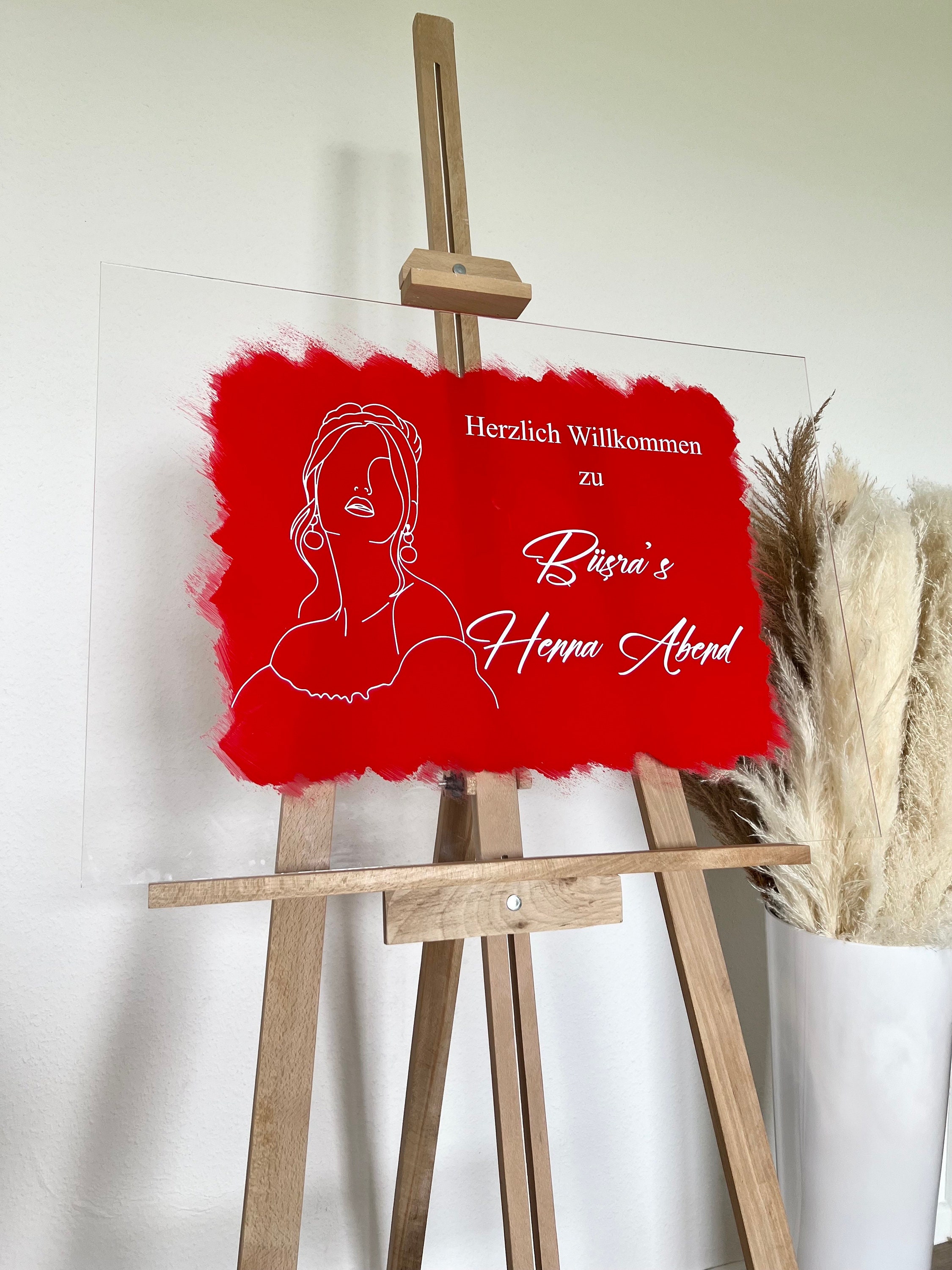 Reception Board With Motif Welcome Sign Acrylic Sign Henna Evening Kina ...